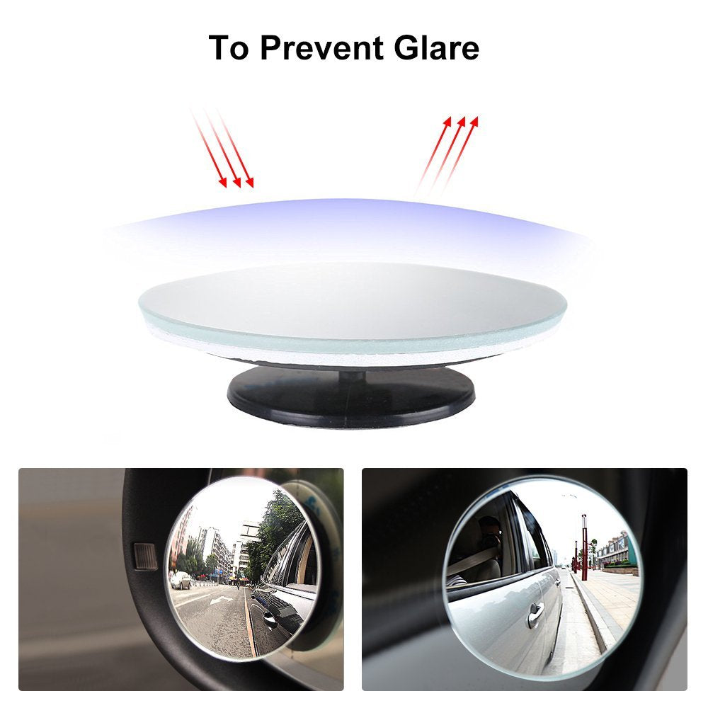 Blind Spot Mirror Rimless HD Glass Wide Angle 360° Convex Mirror Car S ...