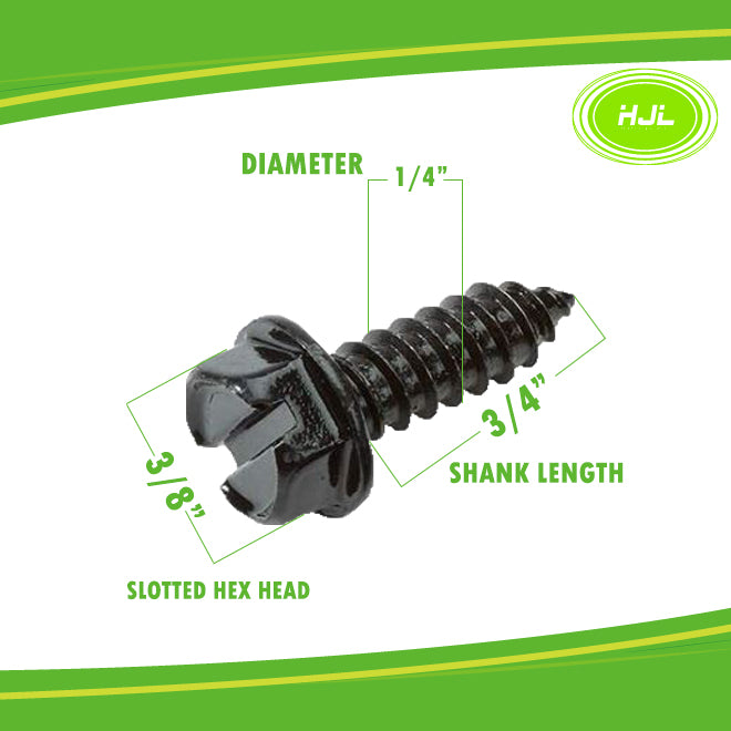 Black License Plate Screw fastener kit size 1/4-14-3/4" 3/8" hex slott ...