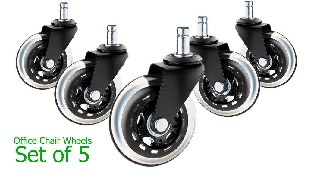 3" office chair casters wheels-set of 5 Heavy Duty 7/16" by 7/8" lengt ...